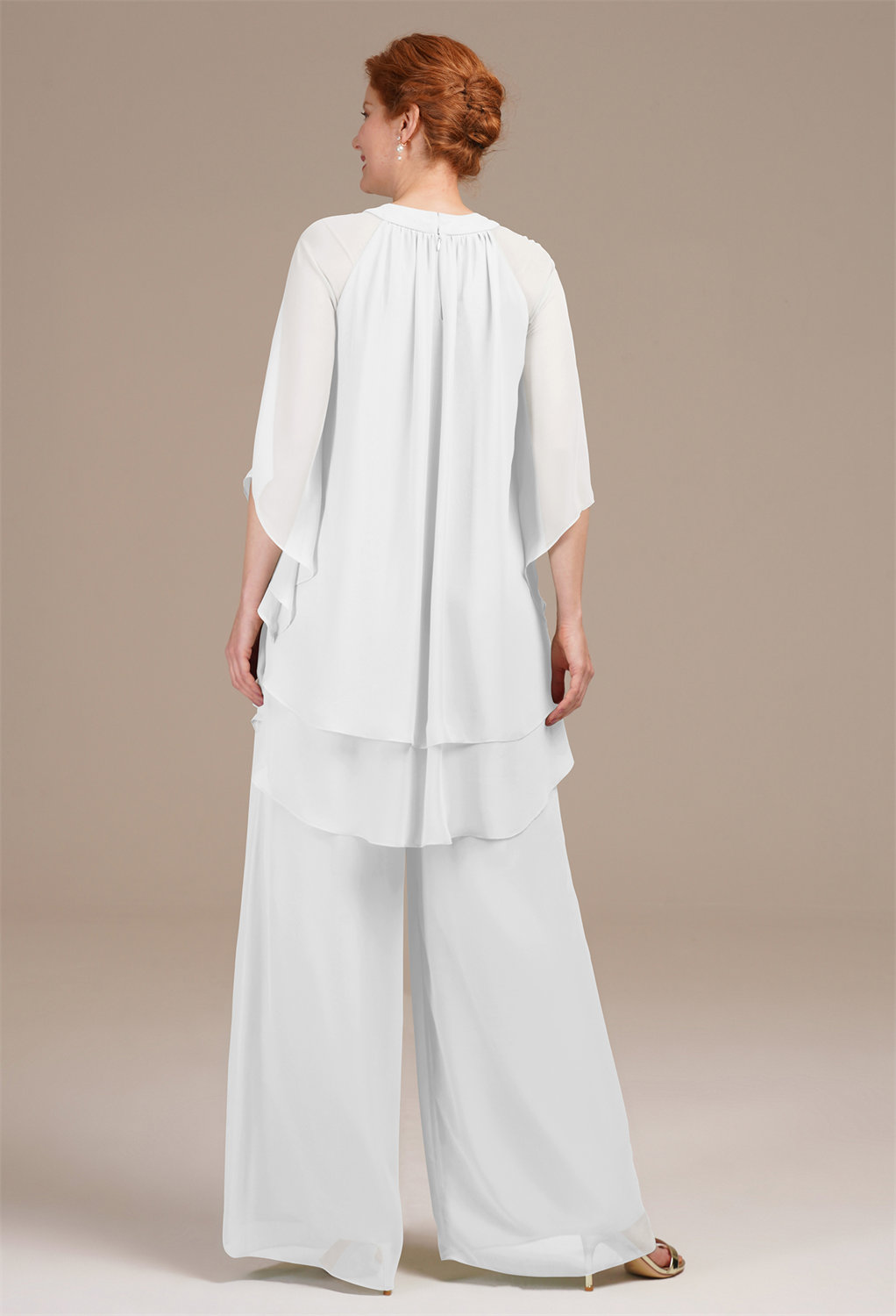 AW Eloise Dress, Biscotti Chiffon Floor Length Bateau Neckline Mother ...