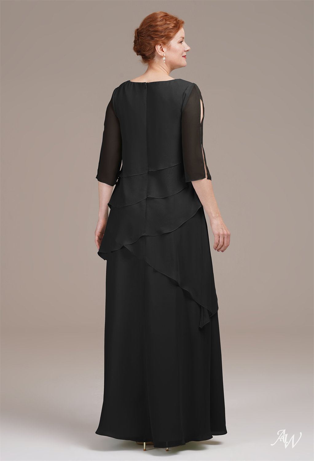 AW Eloise Dress, Biscotti Chiffon Floor Length Bateau Neckline Mother ...