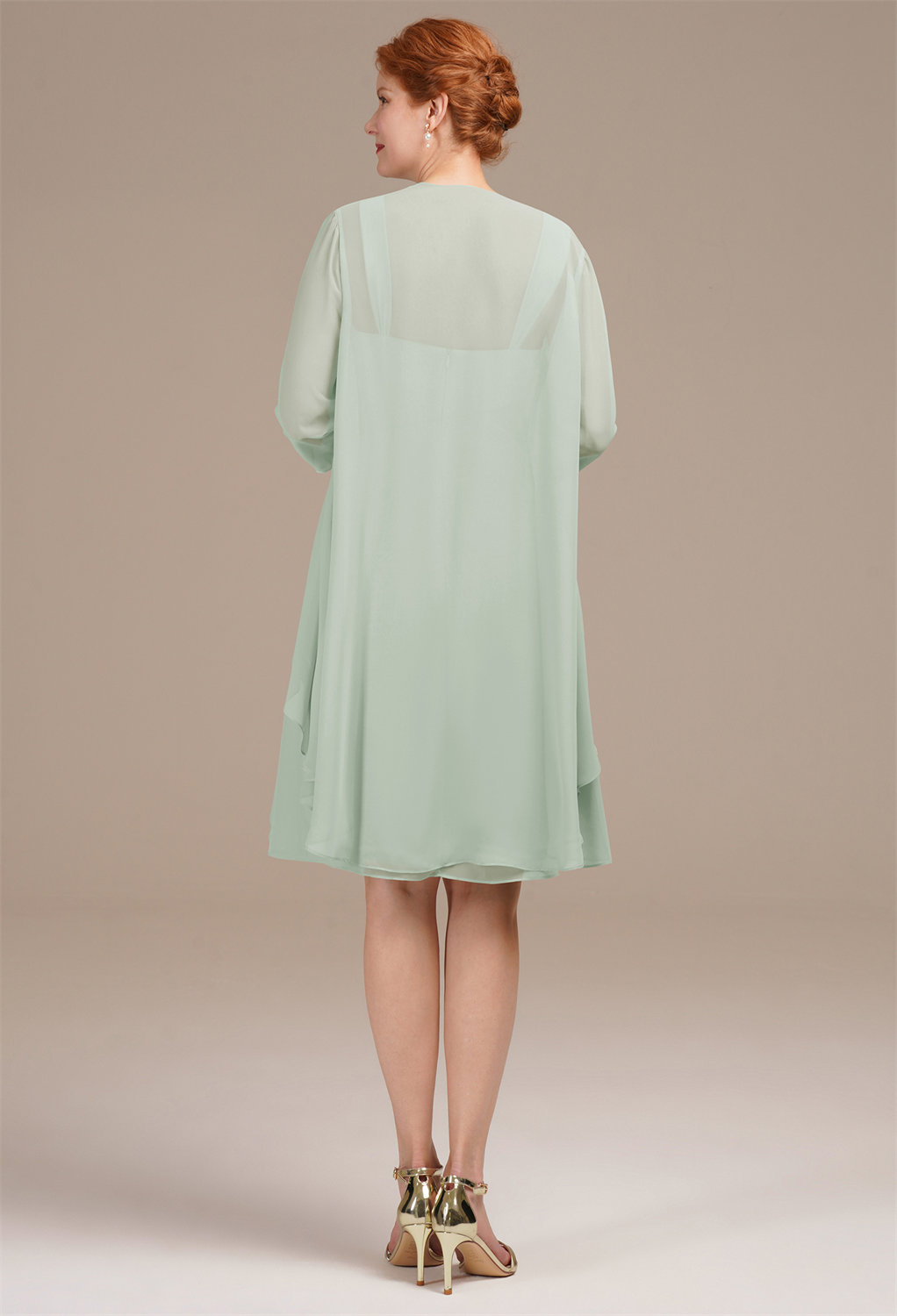 AW Josh Dress, Dusty Rose Chiffon Floor Length V-Neck Mother of the ...