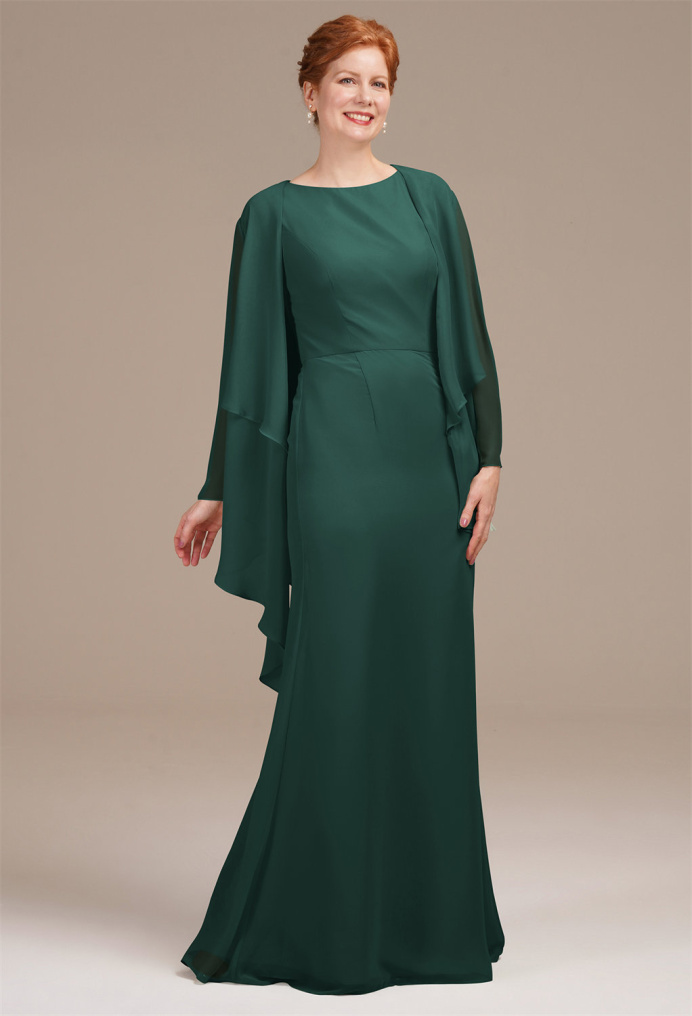 AW Patricia Pantsuit, Chianti Chiffon Floor Length Bateau Neckline ...