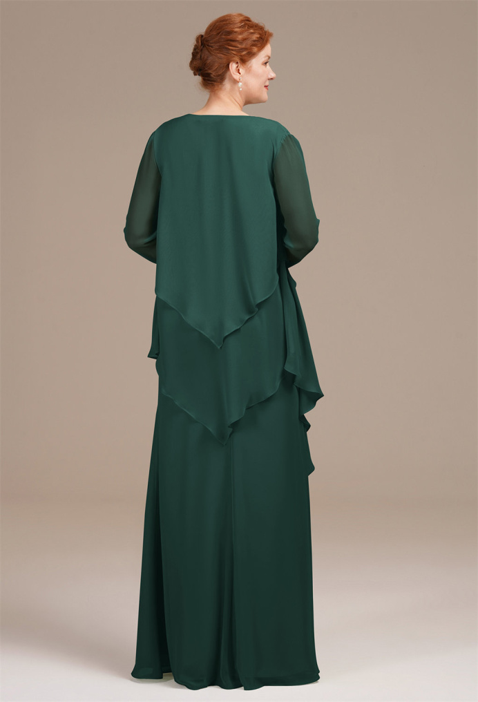 AW Patricia Pantsuit, Chianti Chiffon Floor Length Bateau Neckline ...