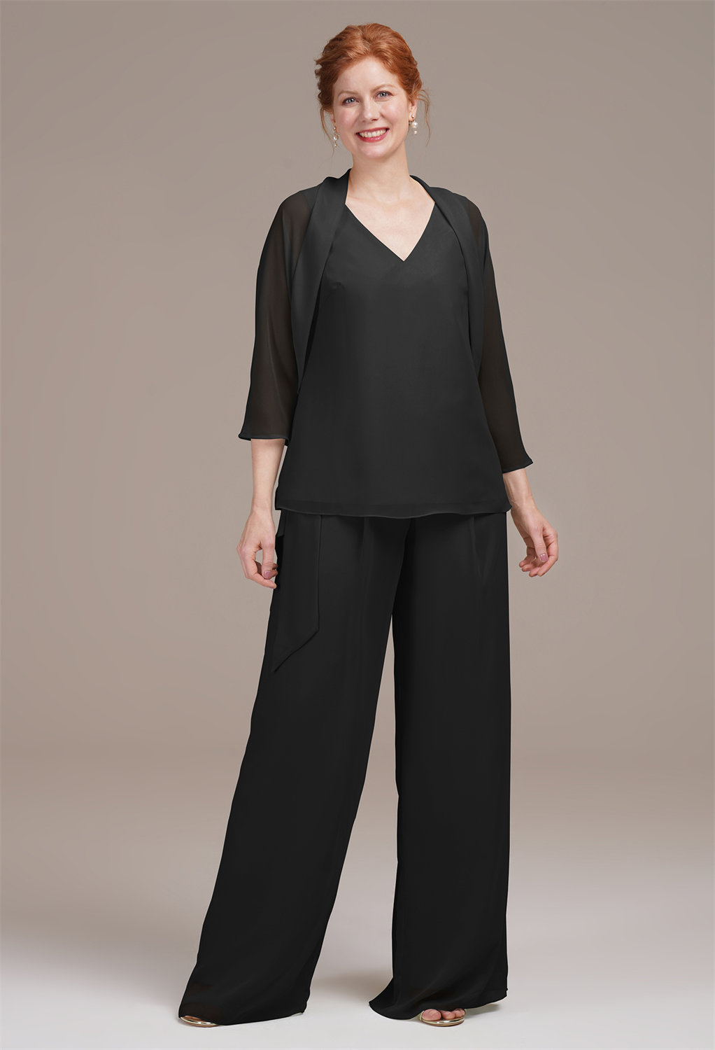 AW Eloise Dress, Biscotti Chiffon Floor Length Bateau Neckline Mother ...