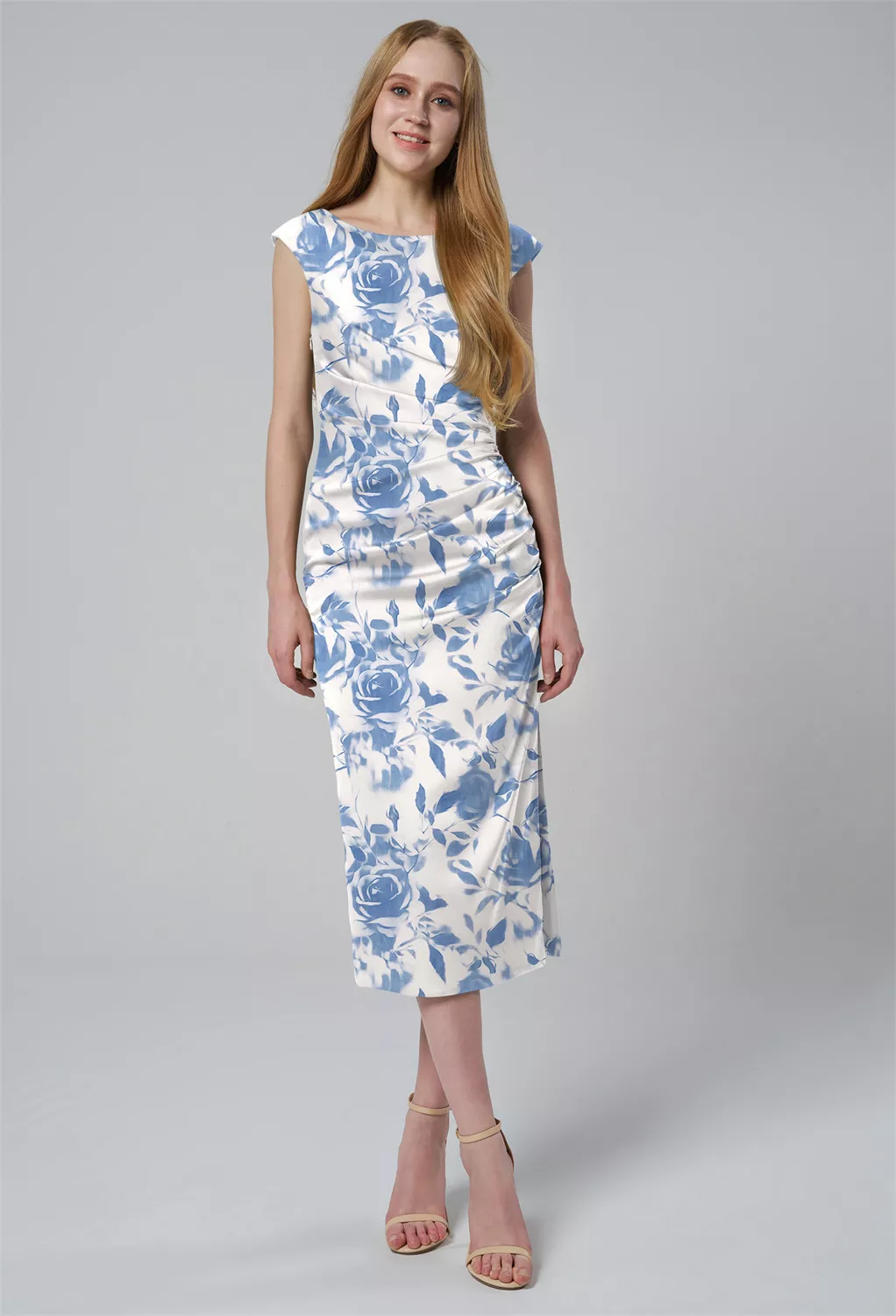 AW Maura Dress, Blushing Peonies Crystal Satin Satin Charmeuse Floor ...