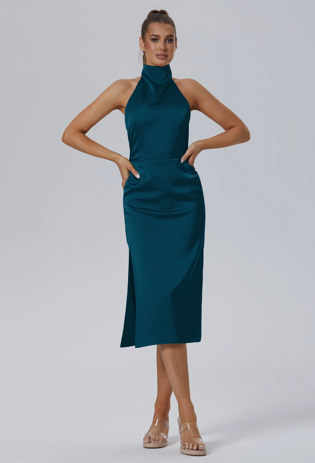 AW Largo Dress, Blushing Peonies Crystal Satin Satin Charmeuse Floor ...