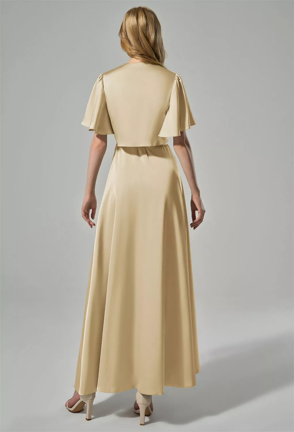 AW Asa Dress, Sage Green Crystal Satin Satin Charmeuse Tea Length ...