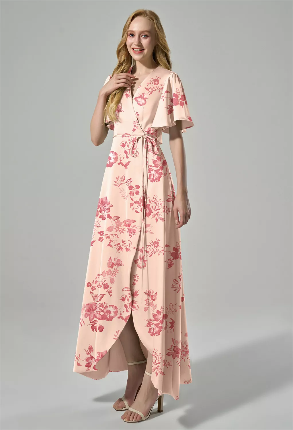 AW Largo Dress, Blushing Peonies Crystal Satin Satin Charmeuse Floor ...