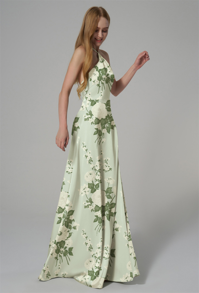 AW Maura Dress, Blushing Peonies Crystal Satin Satin Charmeuse Floor ...