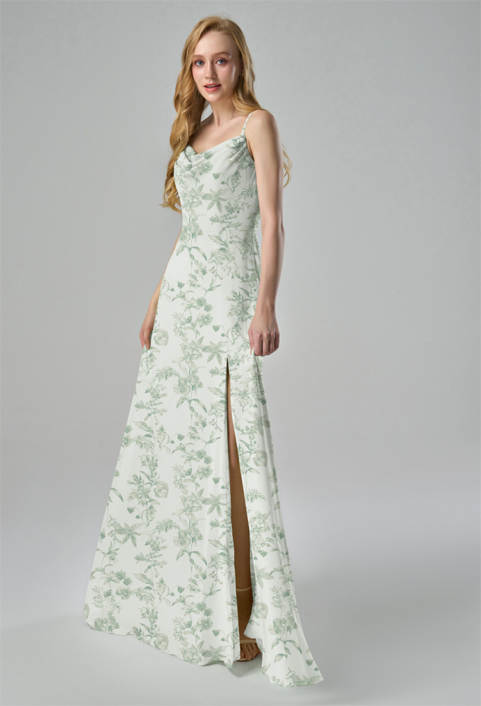 AW Elissa Dress, Chiffon Tea Length V-Neck Bridesmaid Dresses | AW.Bridal