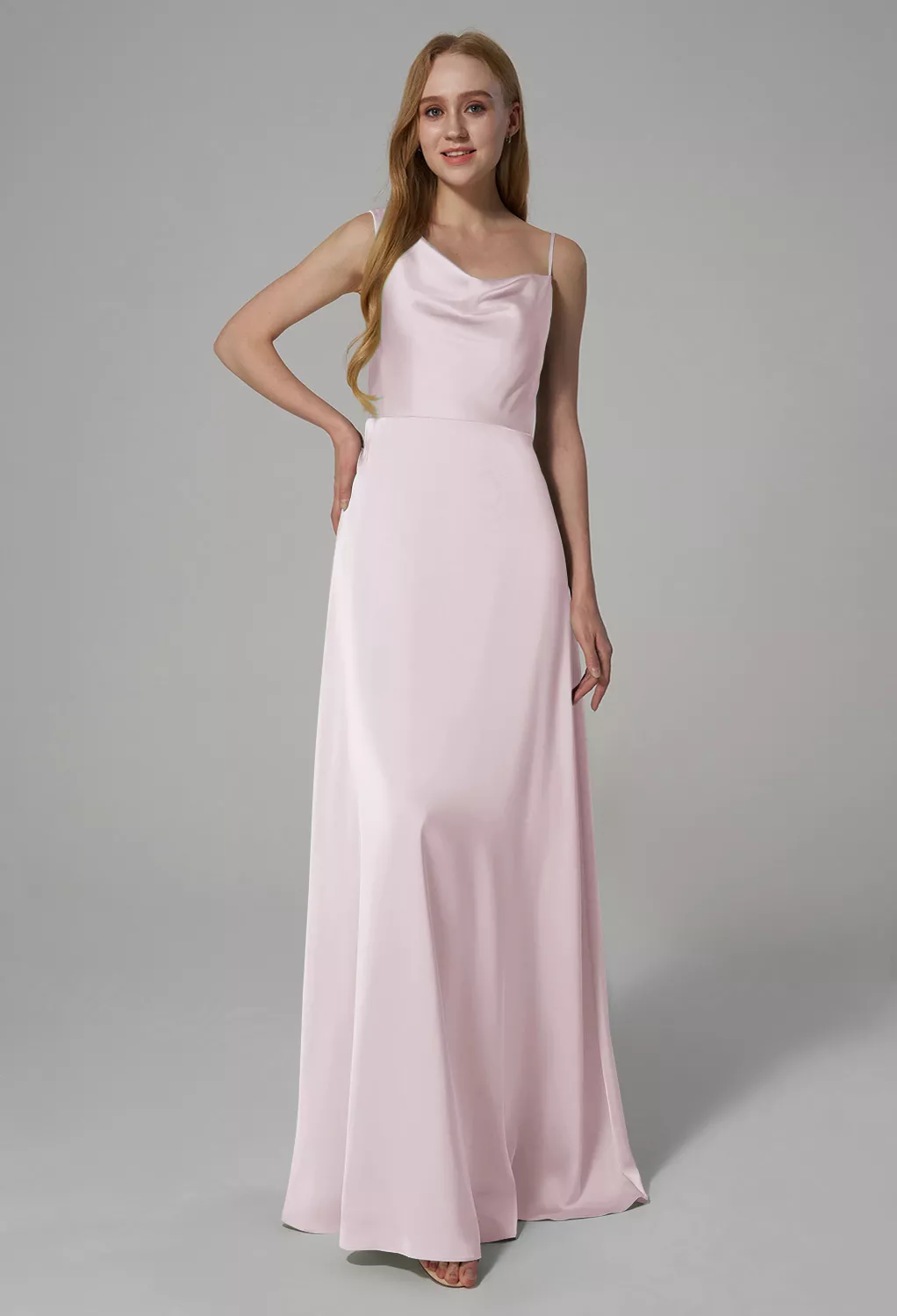 AW Energico Dress, Light Gold Crystal Satin Satin Charmeuse Floor ...