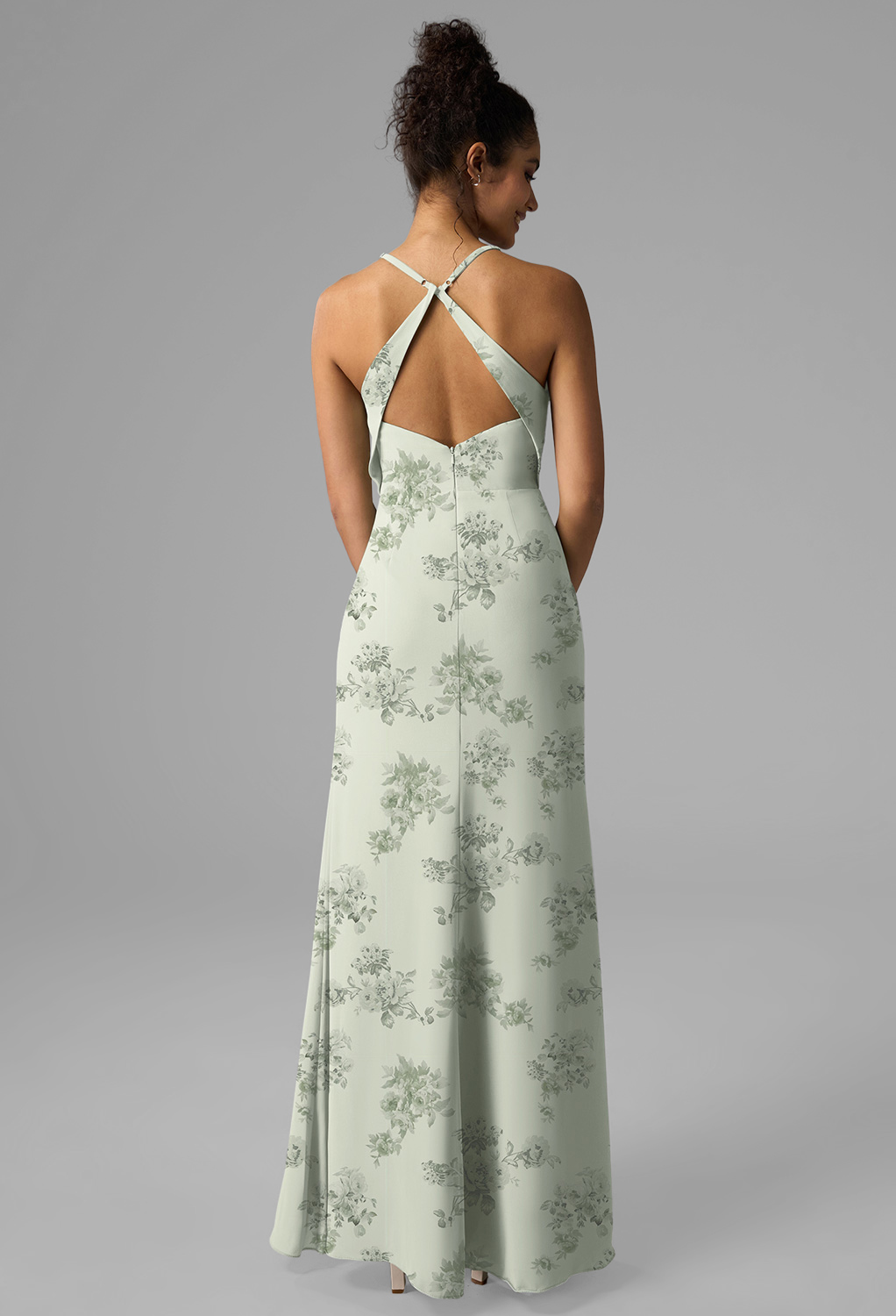 AW Flossie Jumpsuit, Verdant Wilds Chiffon Floor Length V-Neck ...