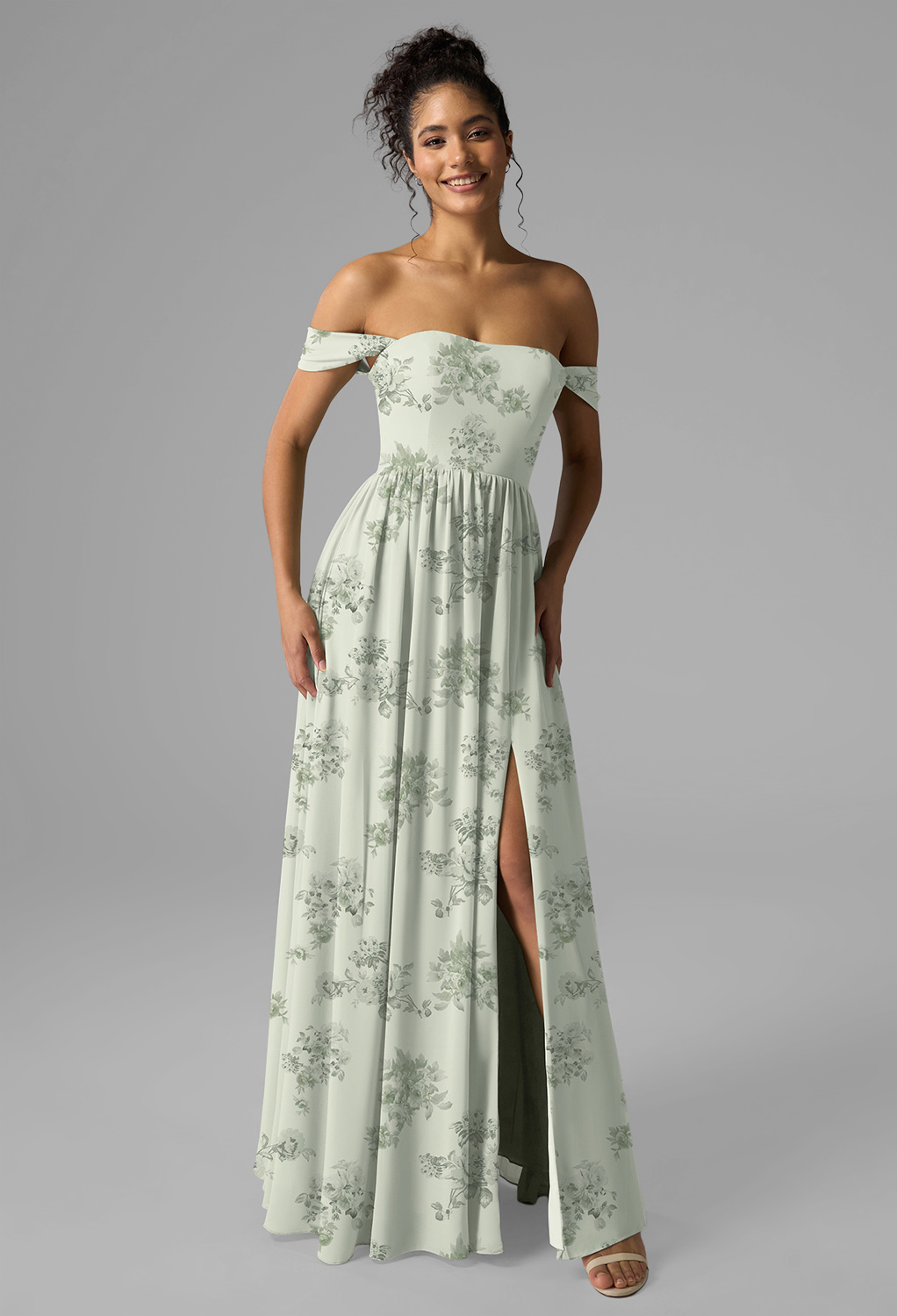 AW Marcia Dress, Verdant Wilds Chiffon Floor Length V-Neck Bridesmaid ...