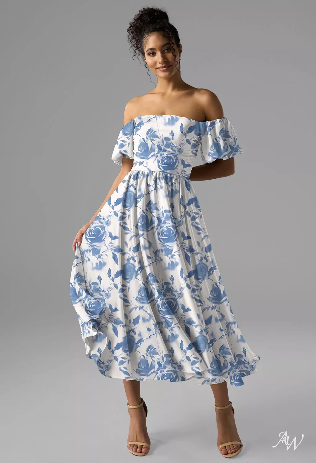 AW Kye Dress, Sage Green Crystal Satin Satin Charmeuse Tea Length ...