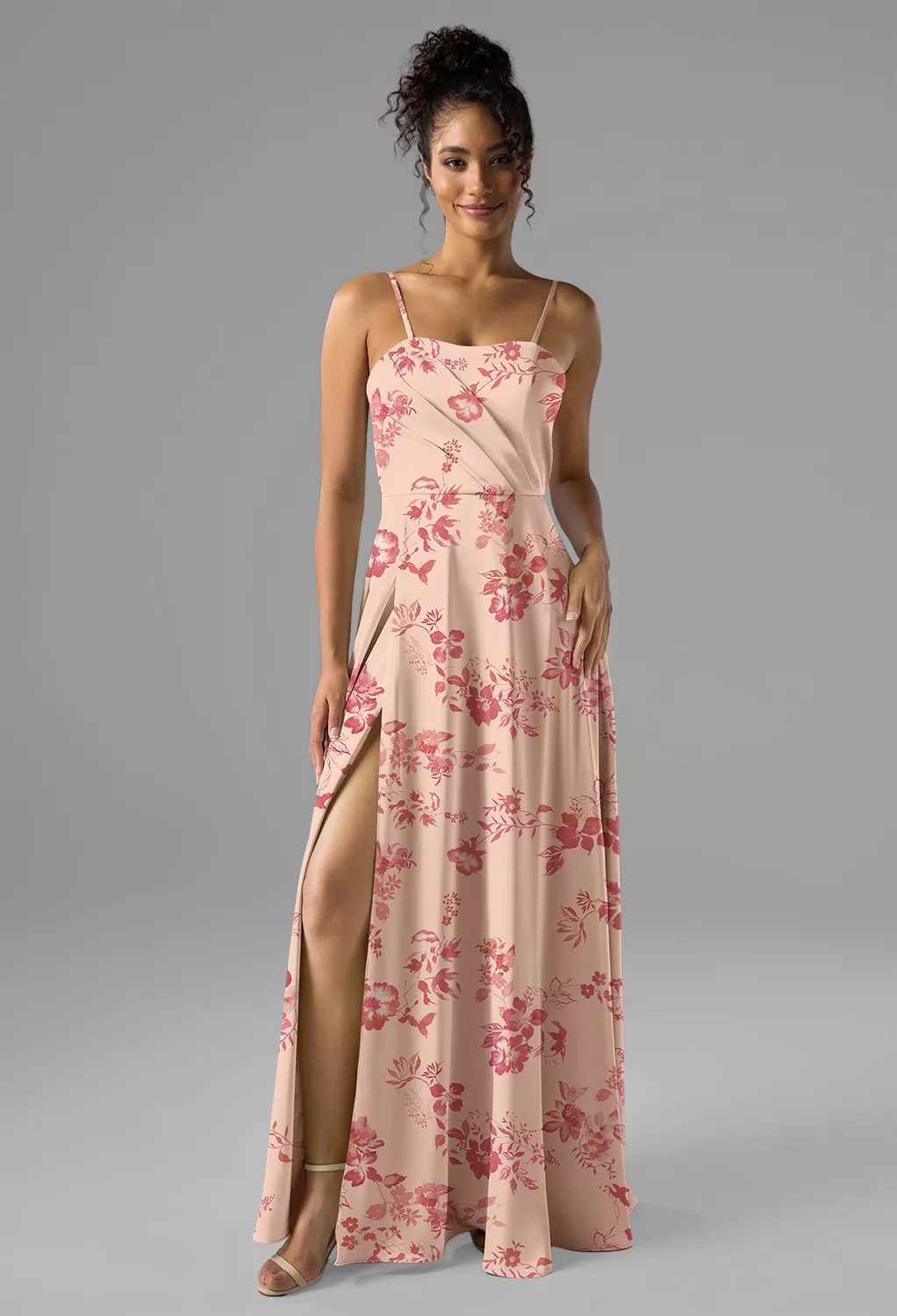 AW Largo Dress, Blushing Peonies Crystal Satin Satin Charmeuse Floor ...