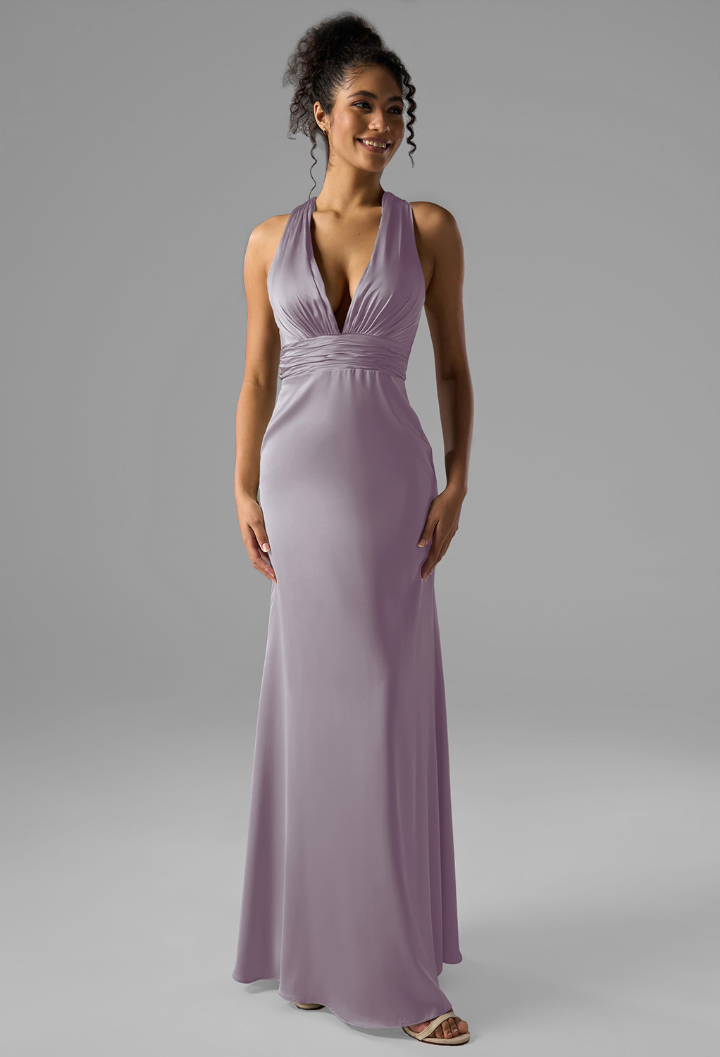 AW Dey Dress, Hunter Green Crystal Satin Satin Charmeuse Floor Length ...