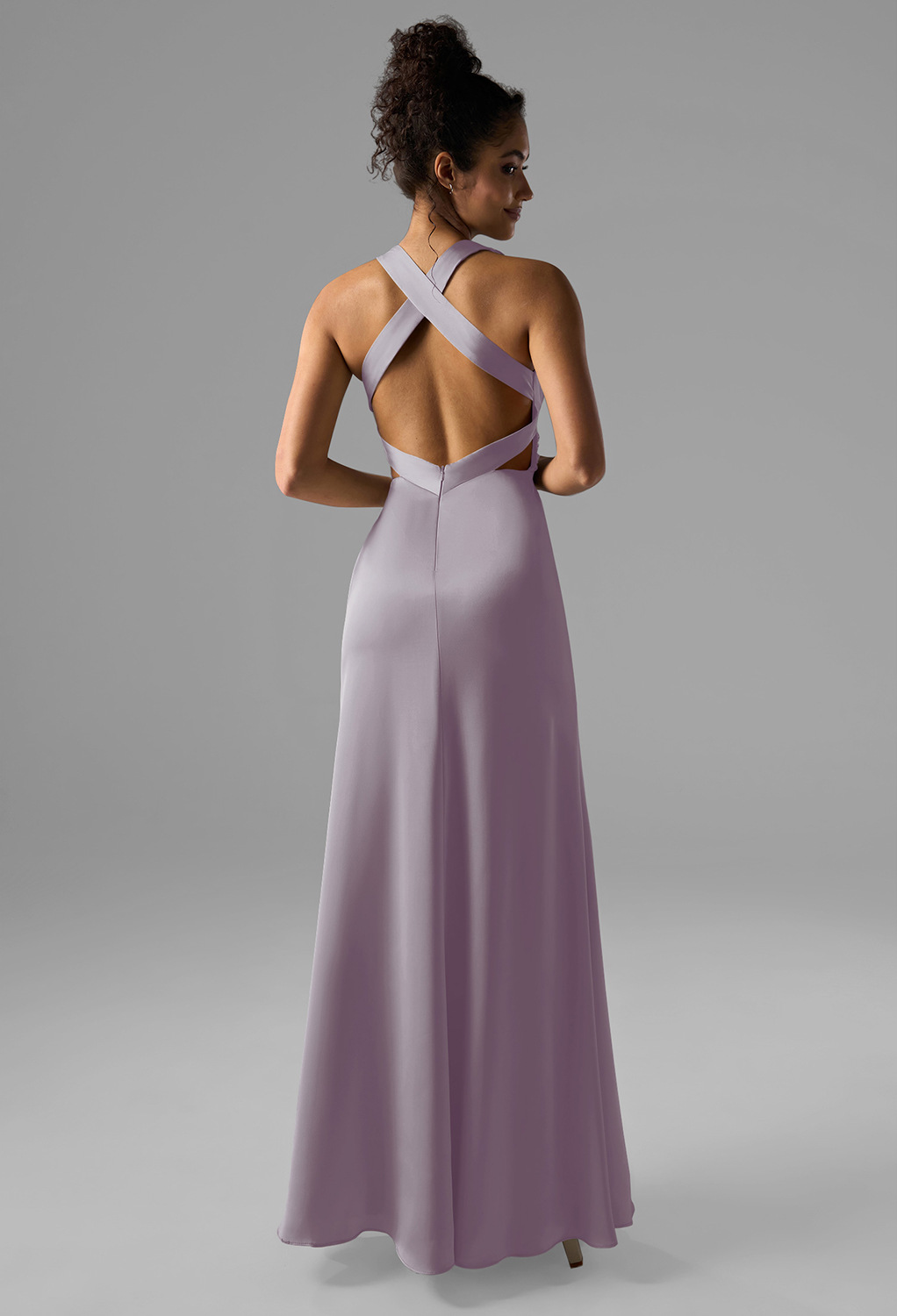 AW Dey Dress, Hunter Green Crystal Satin Satin Charmeuse Floor Length ...