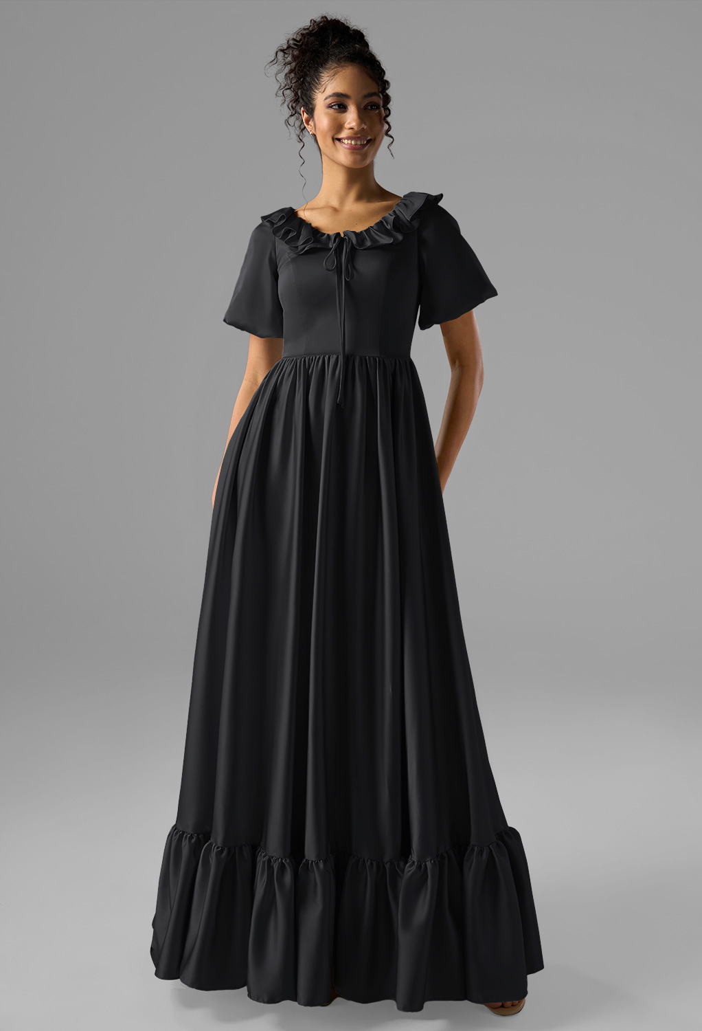 AW Dey Dress, Hunter Green Crystal Satin Satin Charmeuse Floor Length ...