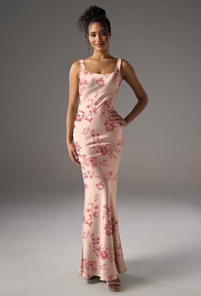 AW Largo Dress, Blushing Peonies Crystal Satin Satin Charmeuse Floor ...