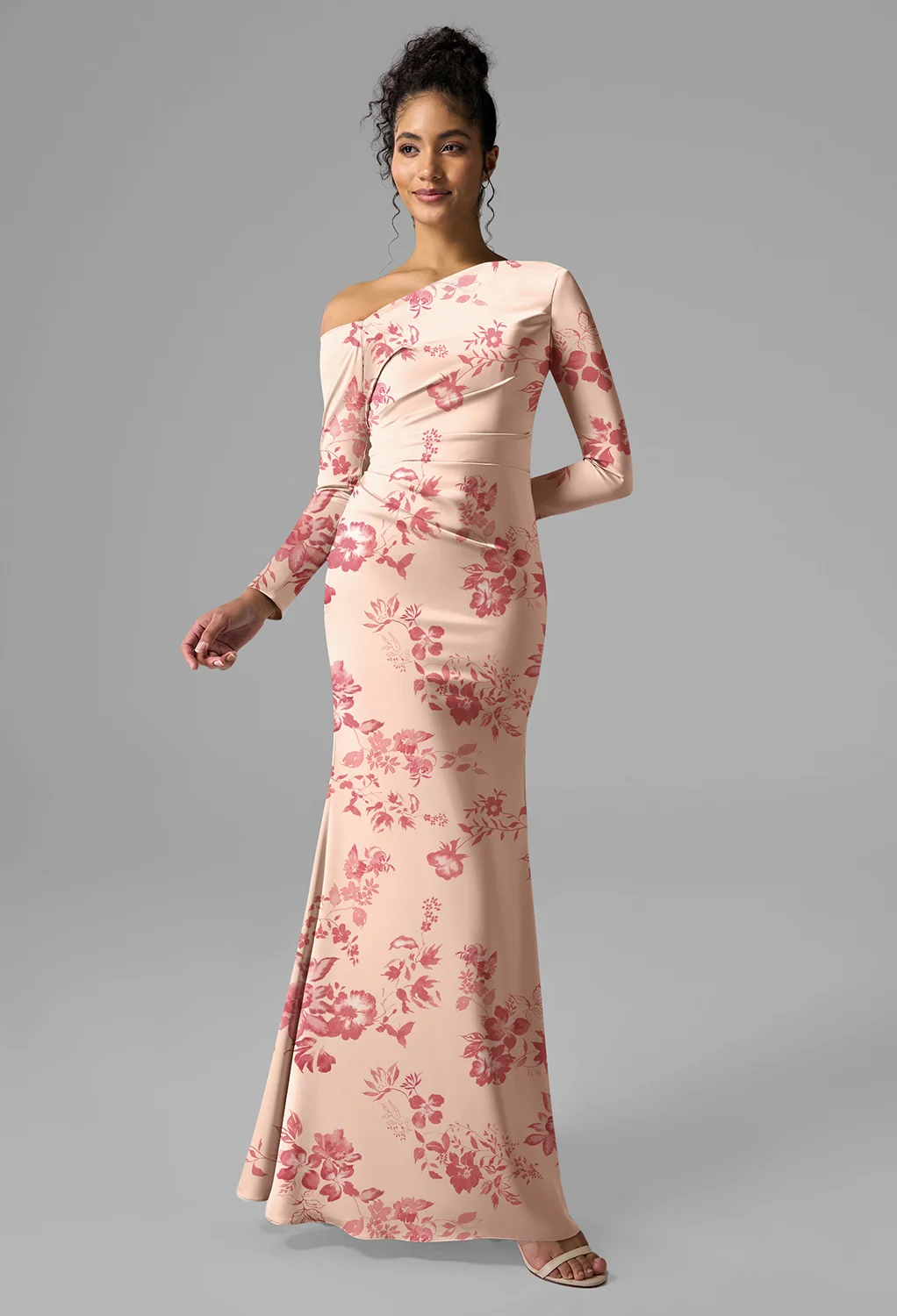 AW Largo Dress, Blushing Peonies Crystal Satin Satin Charmeuse Floor ...