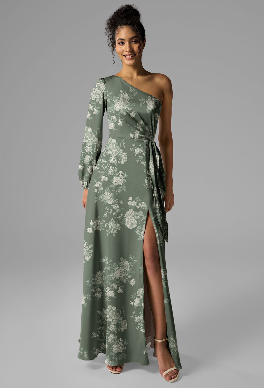 AW Rohan Dress, Fennel Seed Crystal Satin Satin Charmeuse Floor Length ...