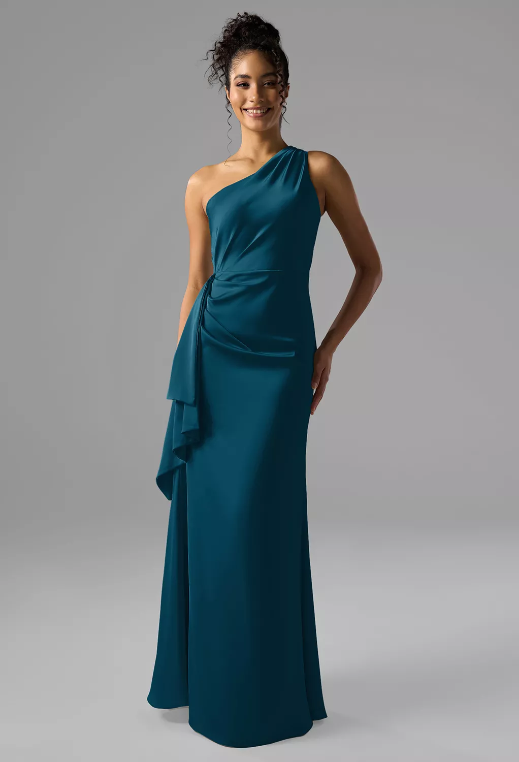AW Furst Dress, Sage Green Crystal Satin Satin Charmeuse Floor Length V ...
