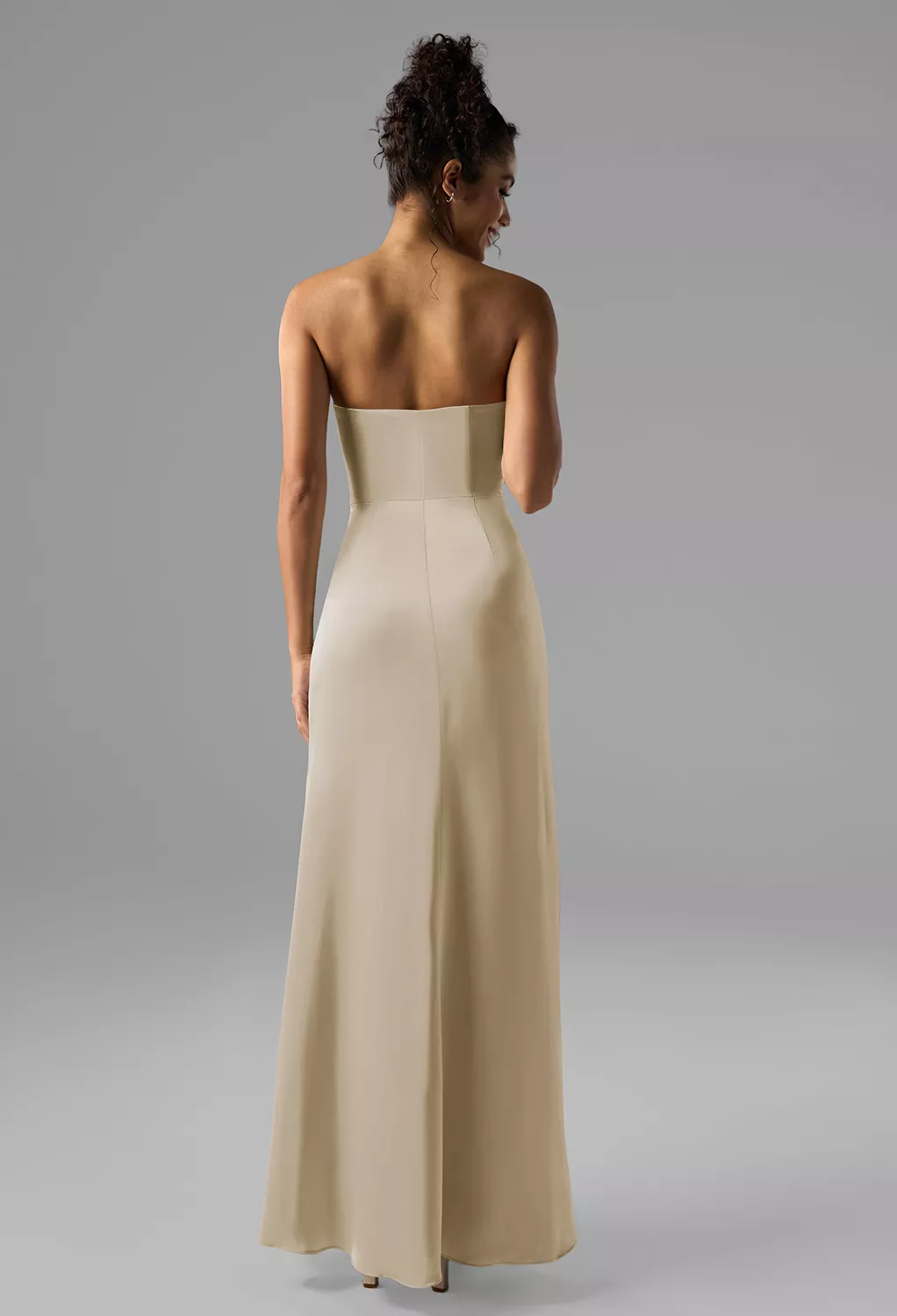 AW Rachael Dress, Champagne Crystal Satin Satin Charmeuse Floor Length ...