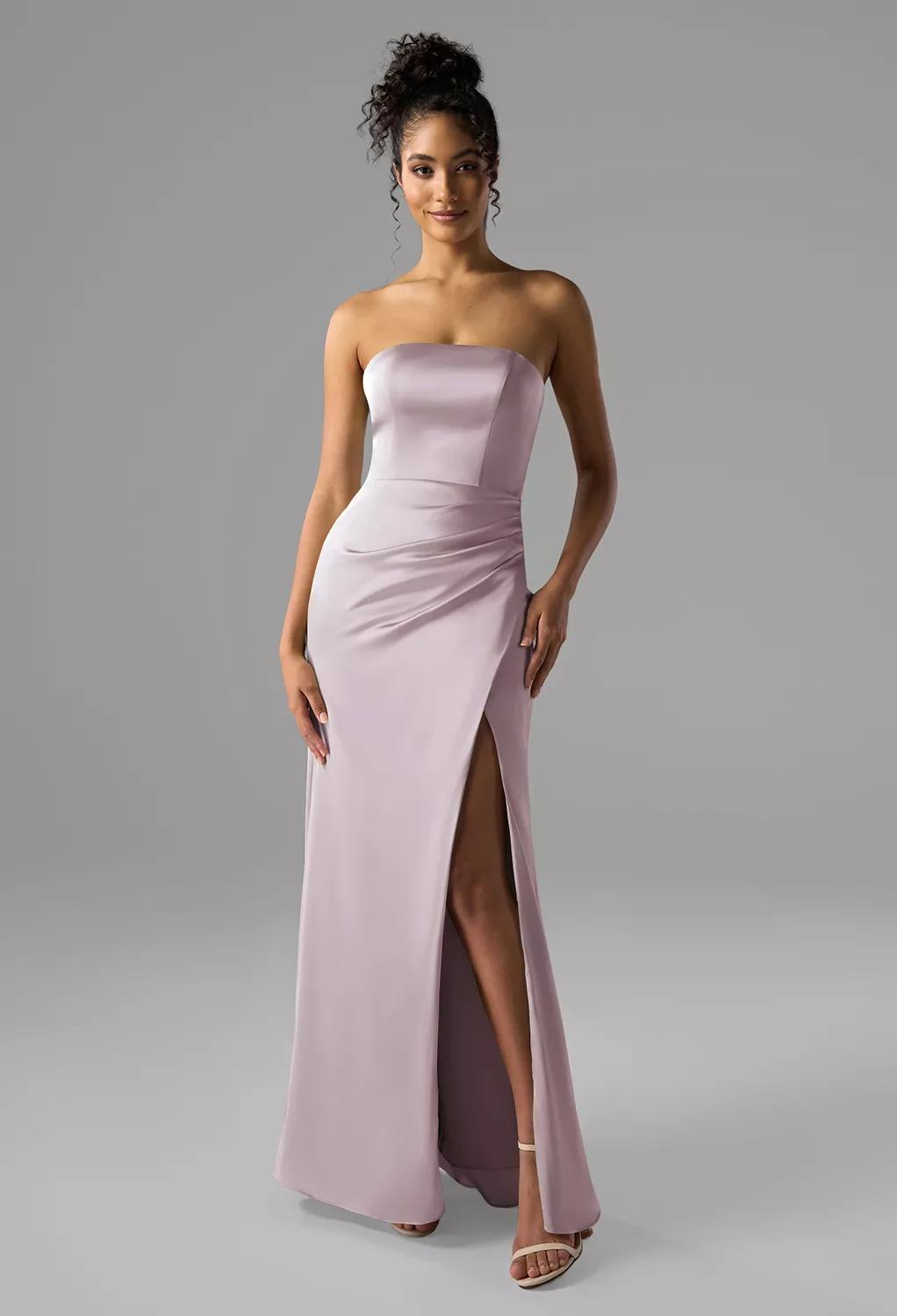 AW Energico Dress, Light Gold Crystal Satin Satin Charmeuse Floor ...