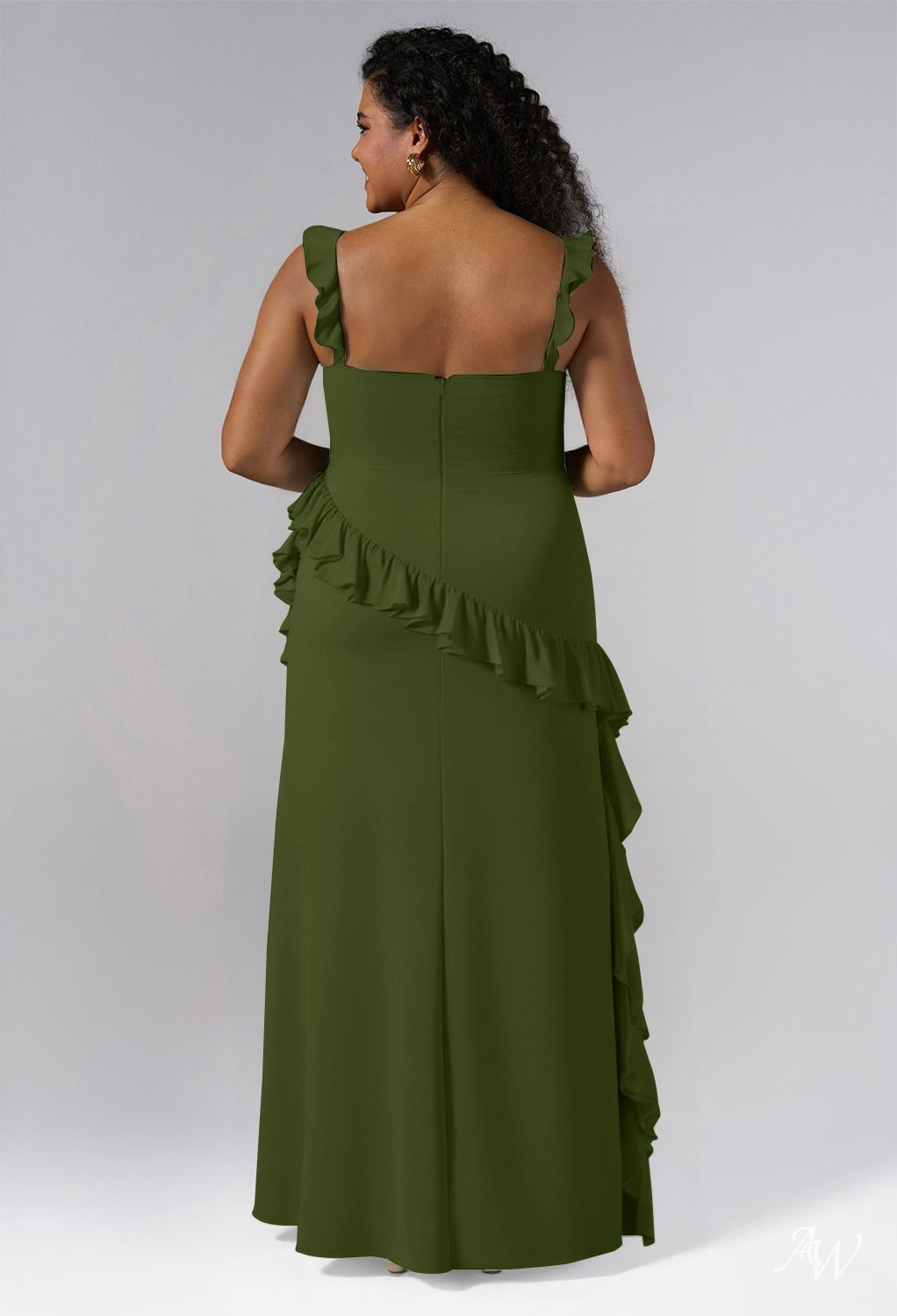 AW Jaydon Dress, Light Dusty Blue Chiffon Floor Length Square Neckline ...