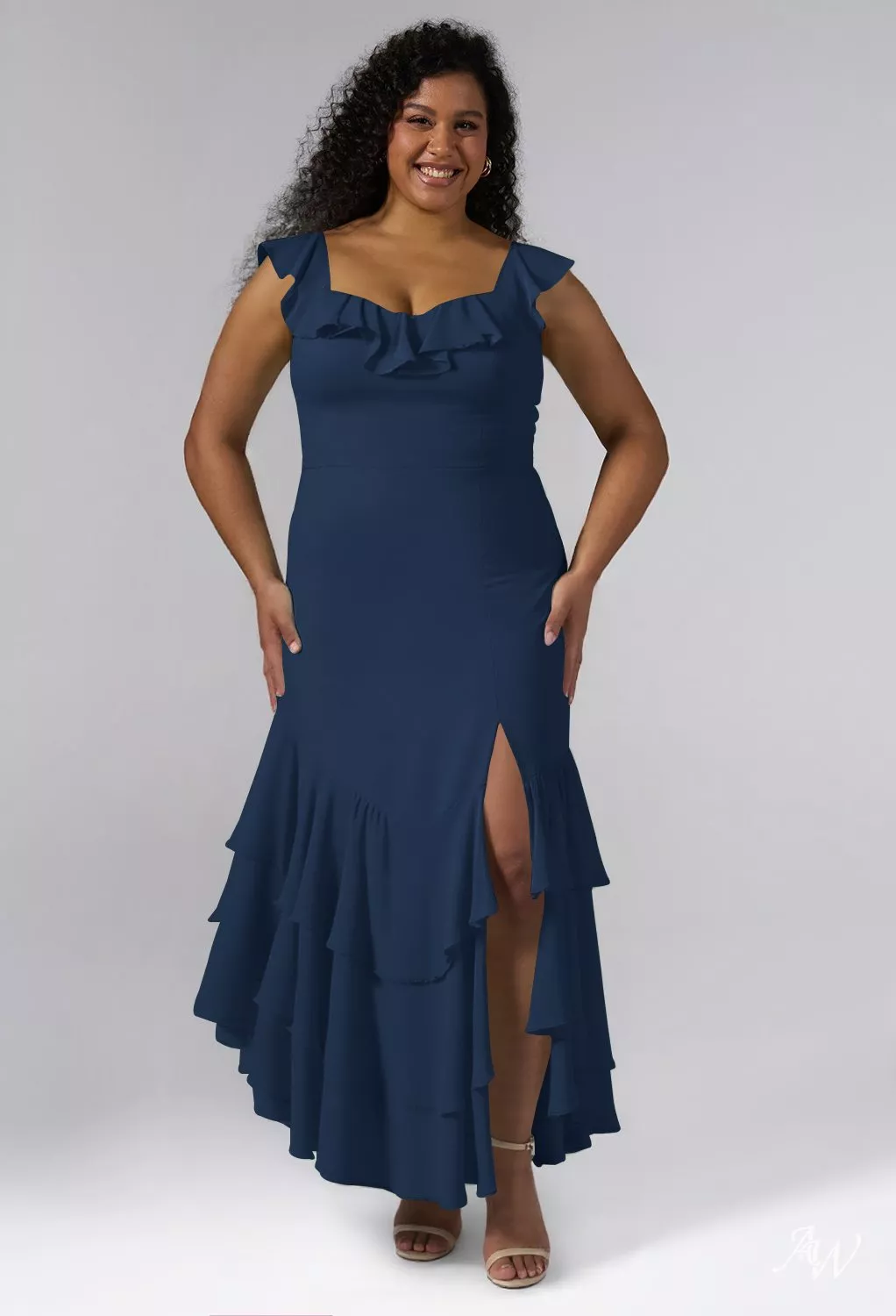 AW Anaya Dress, Green Olive Chiffon Ankle Length V-Neck Bridesmaid ...