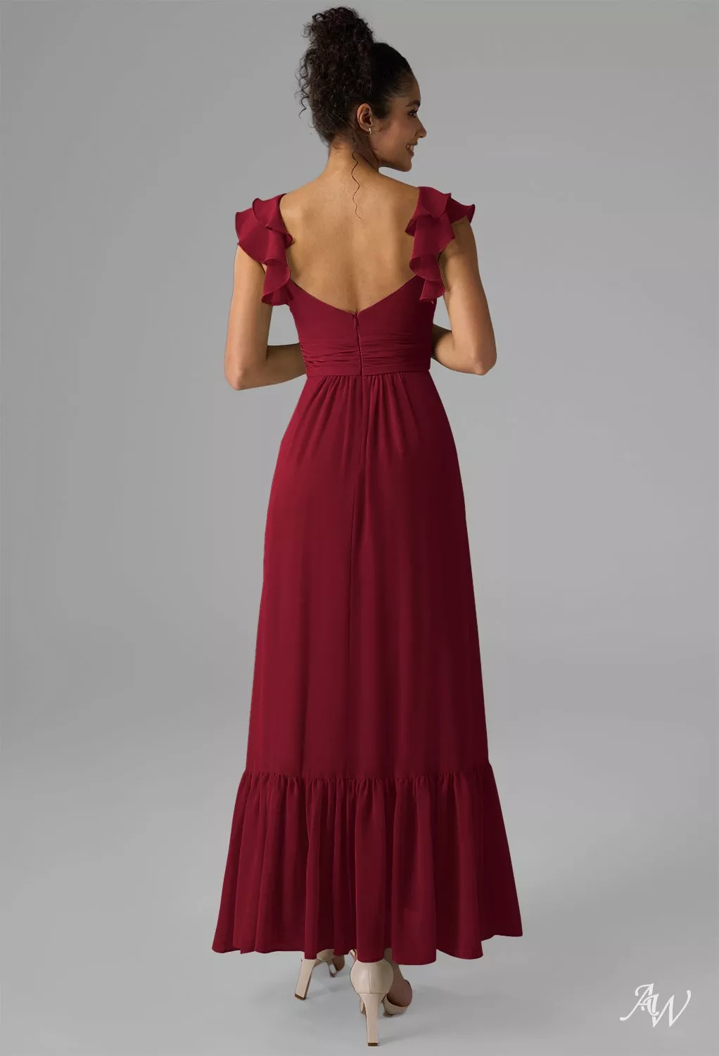 AW Rory Dress, Chiffon Ankle Length Sweetheart Neckline Bridesmaid ...