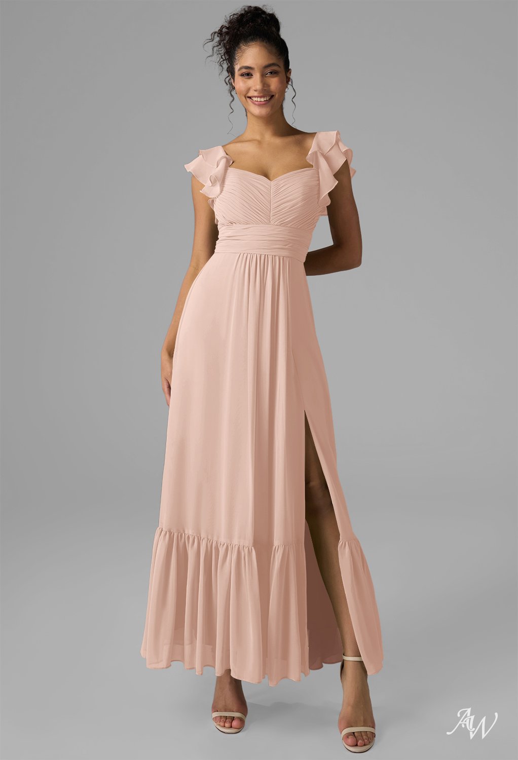 AW Rory Dress, Chiffon Ankle Length Sweetheart Neckline Bridesmaid ...