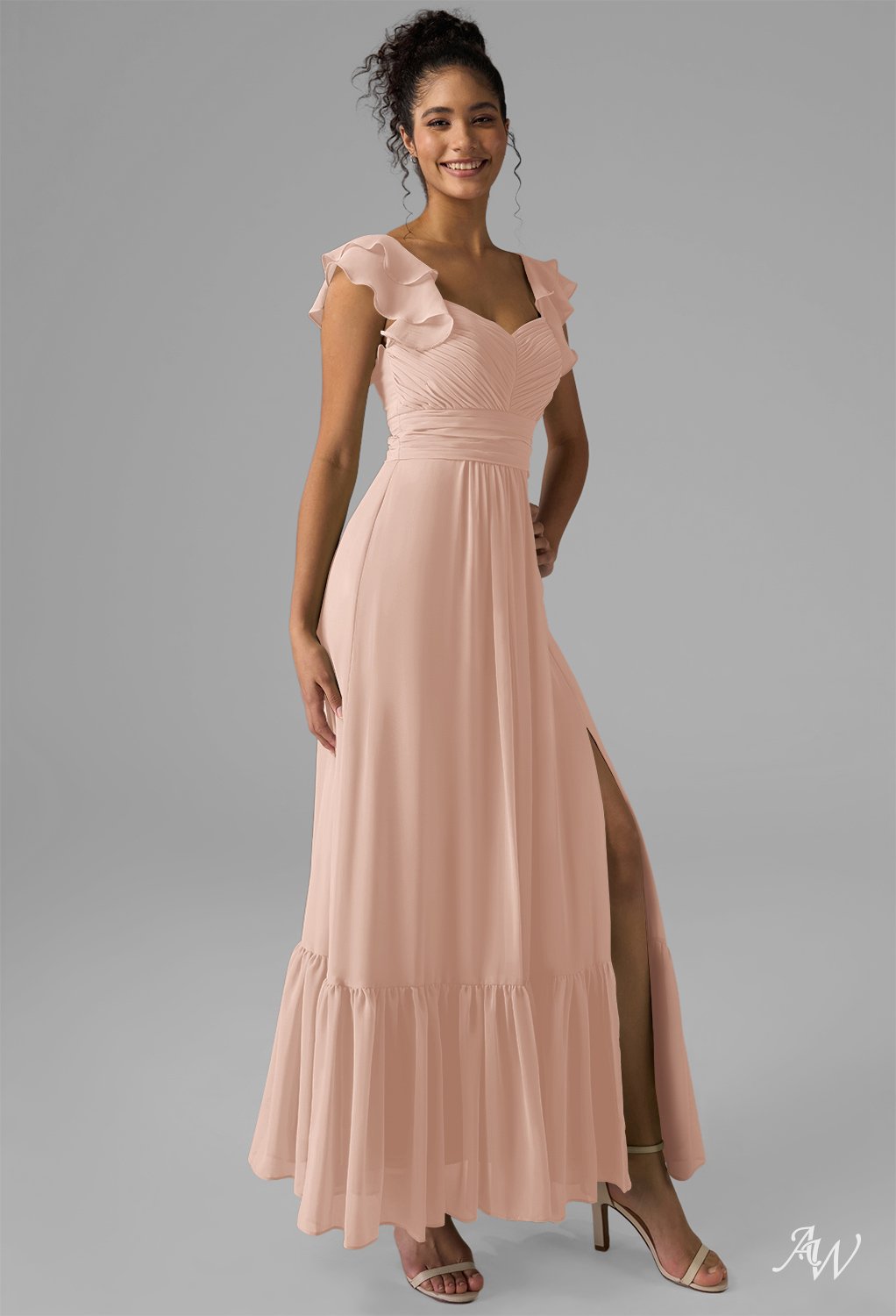 AW Rory Dress, Chiffon Ankle Length Sweetheart Neckline Bridesmaid ...