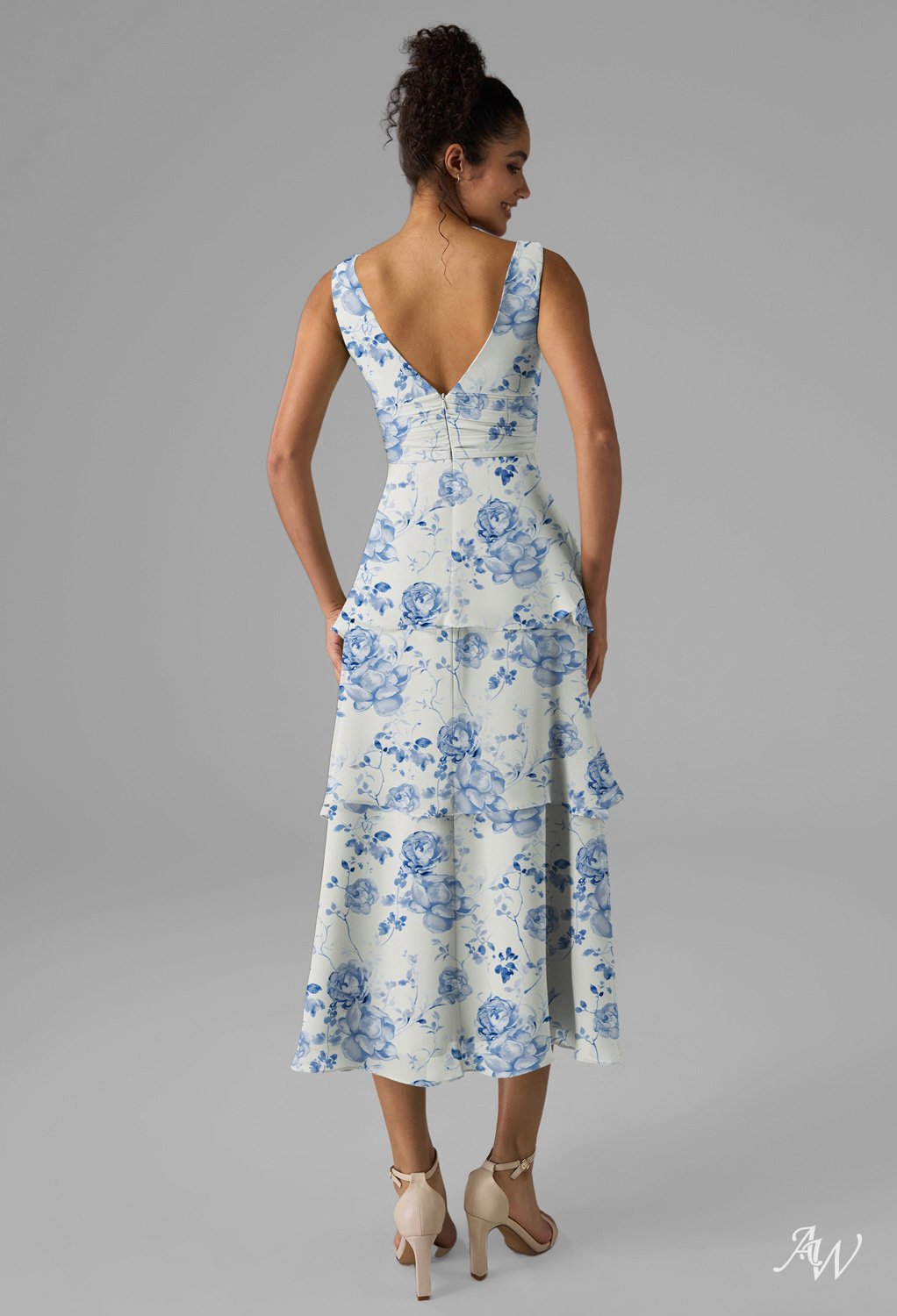 AW Elissa Dress, Chiffon Tea Length V-Neck Bridesmaid Dresses | AW.Bridal