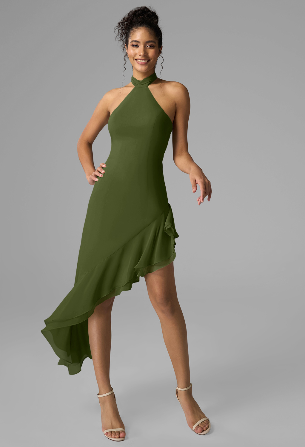 AW Jaydon Dress, Light Dusty Blue Chiffon Floor Length Square Neckline ...