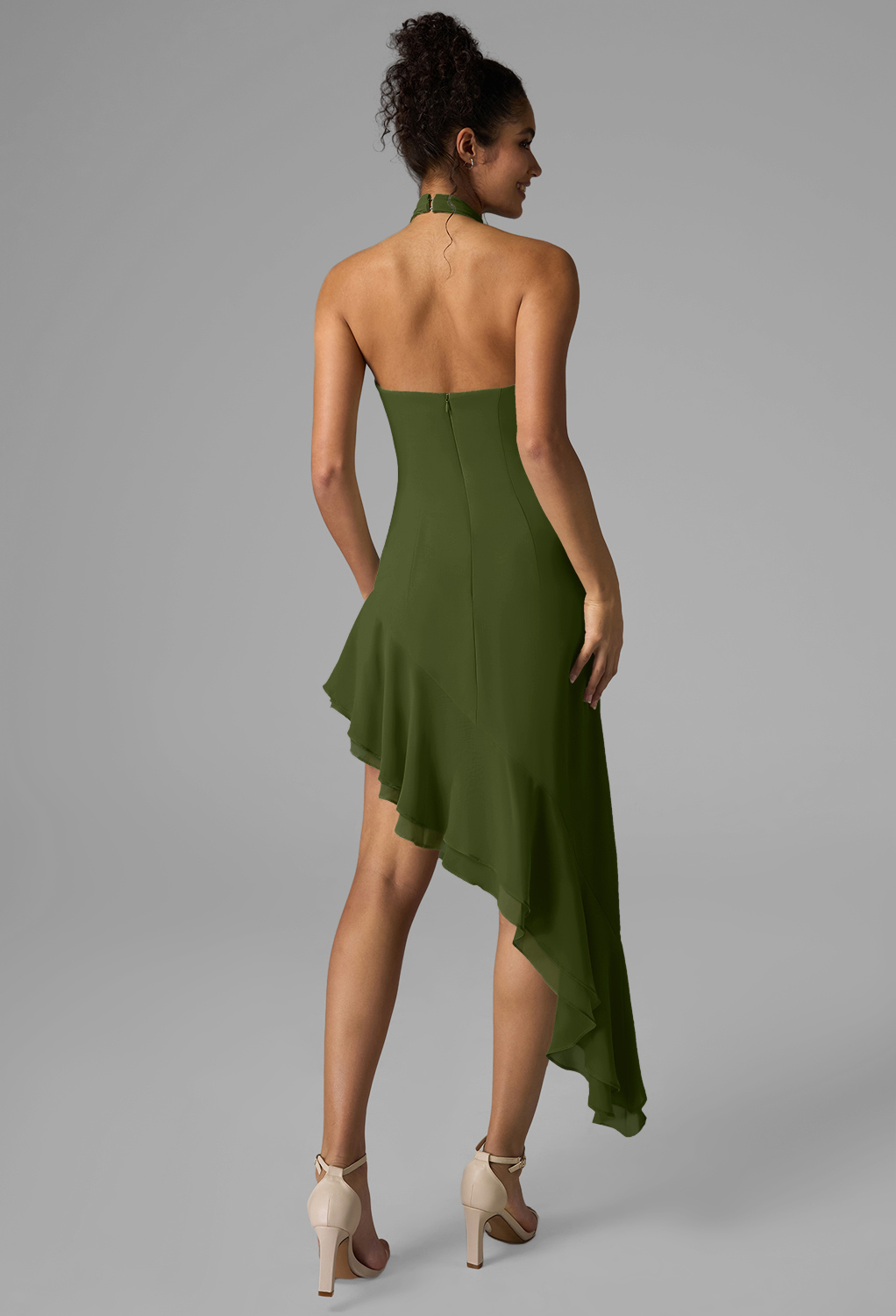 AW Jaydon Dress, Light Dusty Blue Chiffon Floor Length Square Neckline ...