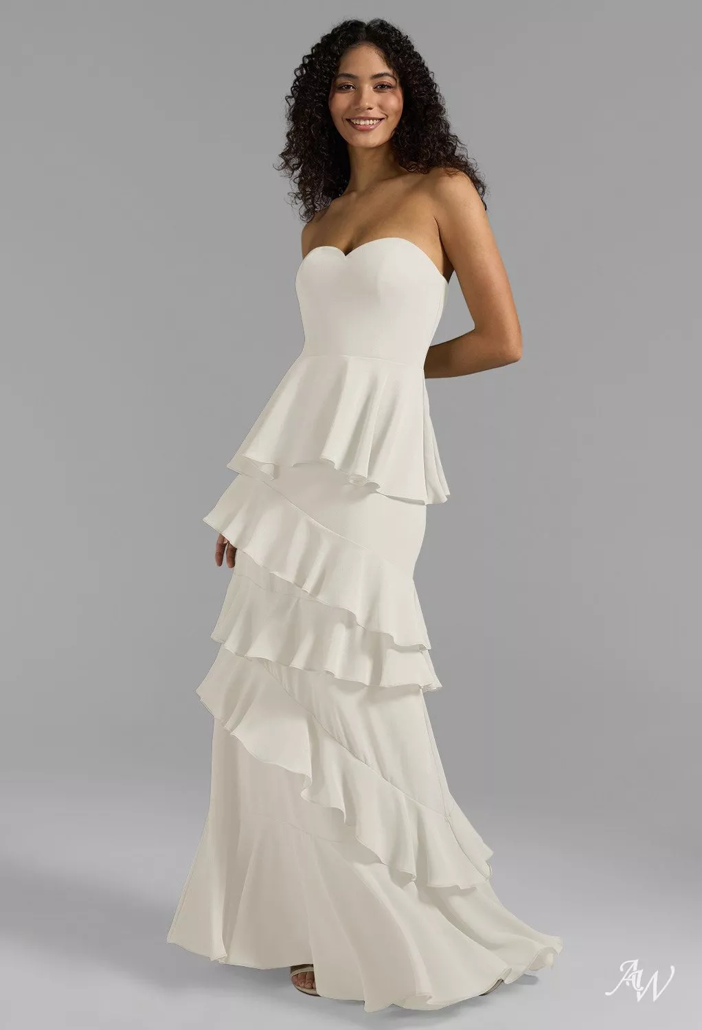 AW Nate Dress, Peach Blossom Breeze Chiffon Floor Length Sweetheart Neckline Bridesmaid Dresses ...