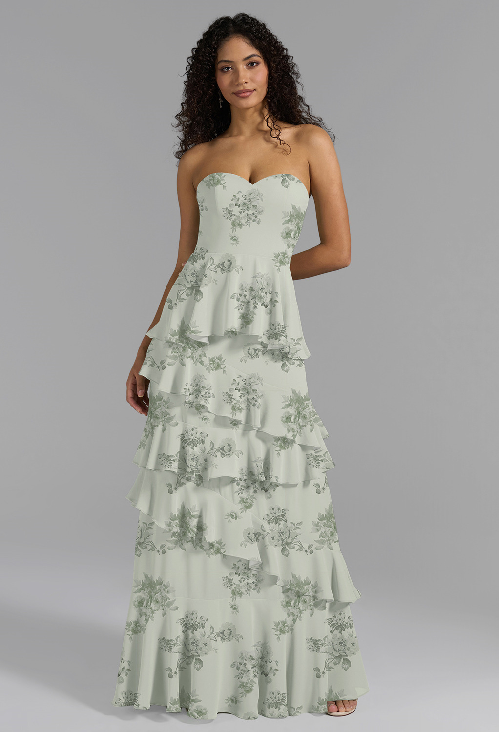 AW Jaydon Dress, Light Dusty Blue Chiffon Floor Length Square Neckline ...