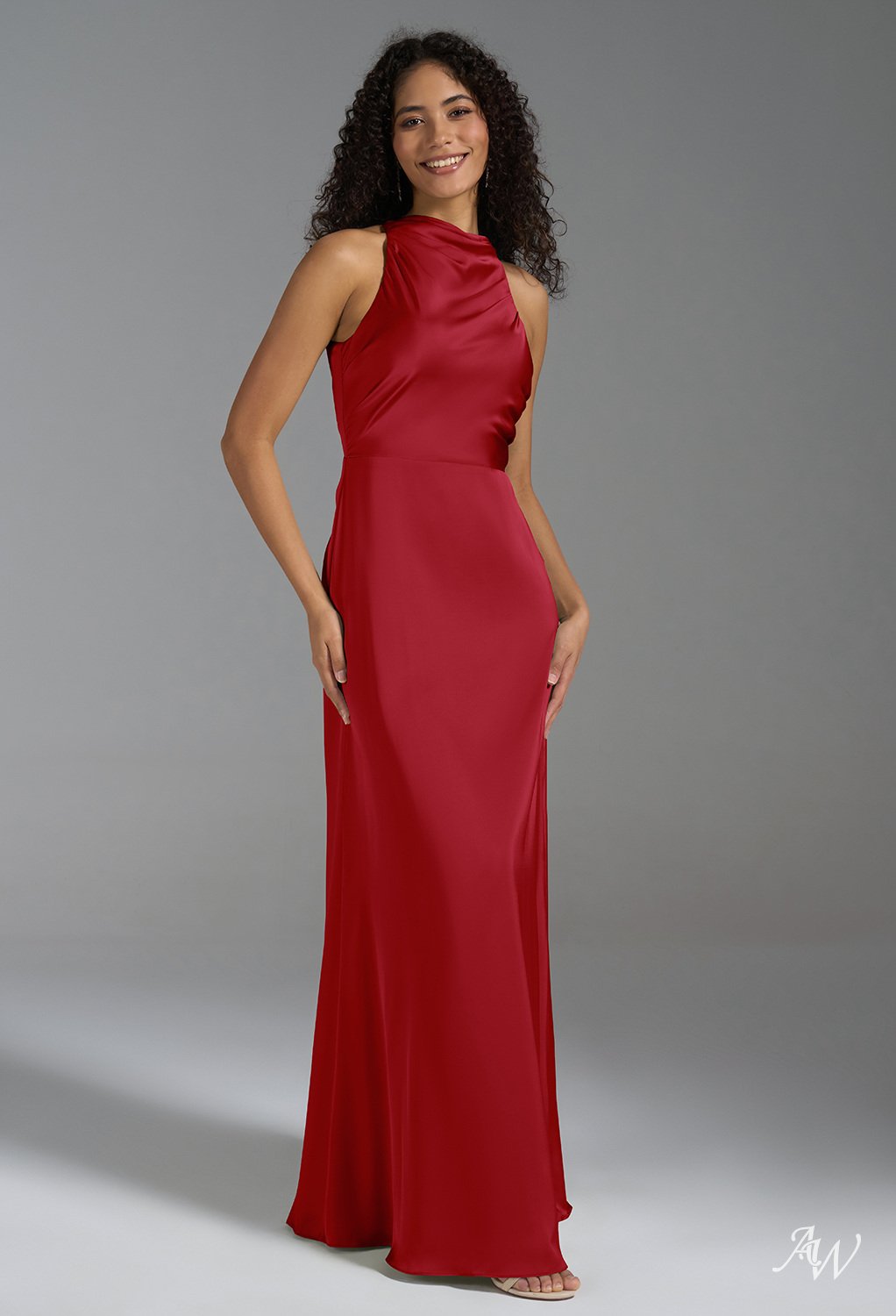 AW Xanthe Dress, Oil Green Crystal Satin Satin Charmeuse Floor Length ...