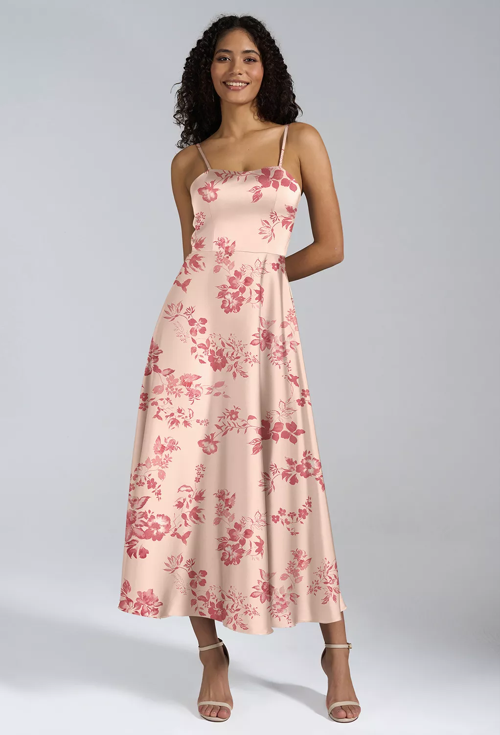 AW Asa Dress, Sage Green Crystal Satin Satin Charmeuse Tea Length ...