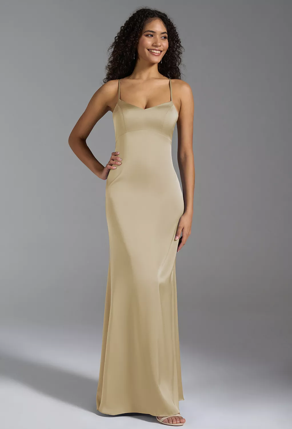 AW Asa Dress, Sage Green Crystal Satin Satin Charmeuse Tea Length ...