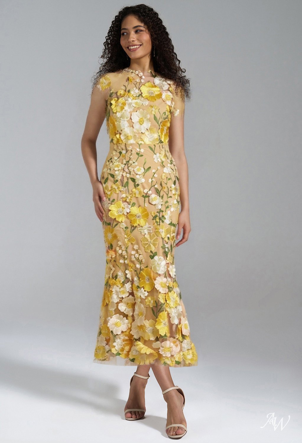 AW Riley Dress, Blazing Yellow Tulle Tea Length Bateau Neckline Wedding ...