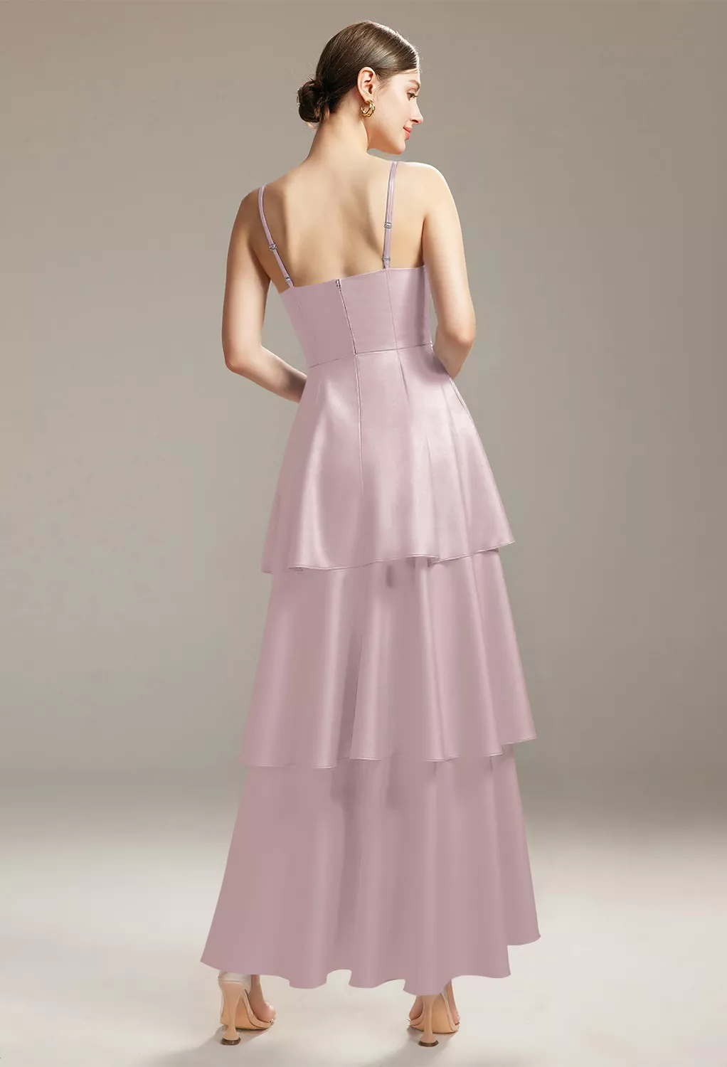 AW Energico Dress, Light Gold Crystal Satin Satin Charmeuse Floor ...