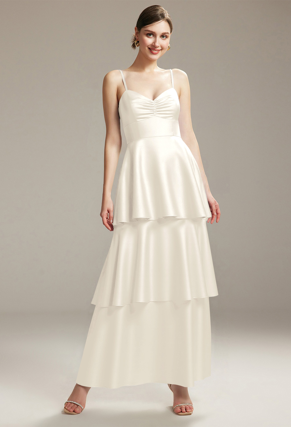 AW Dey Dress, Hunter Green Crystal Satin Satin Charmeuse Floor Length ...