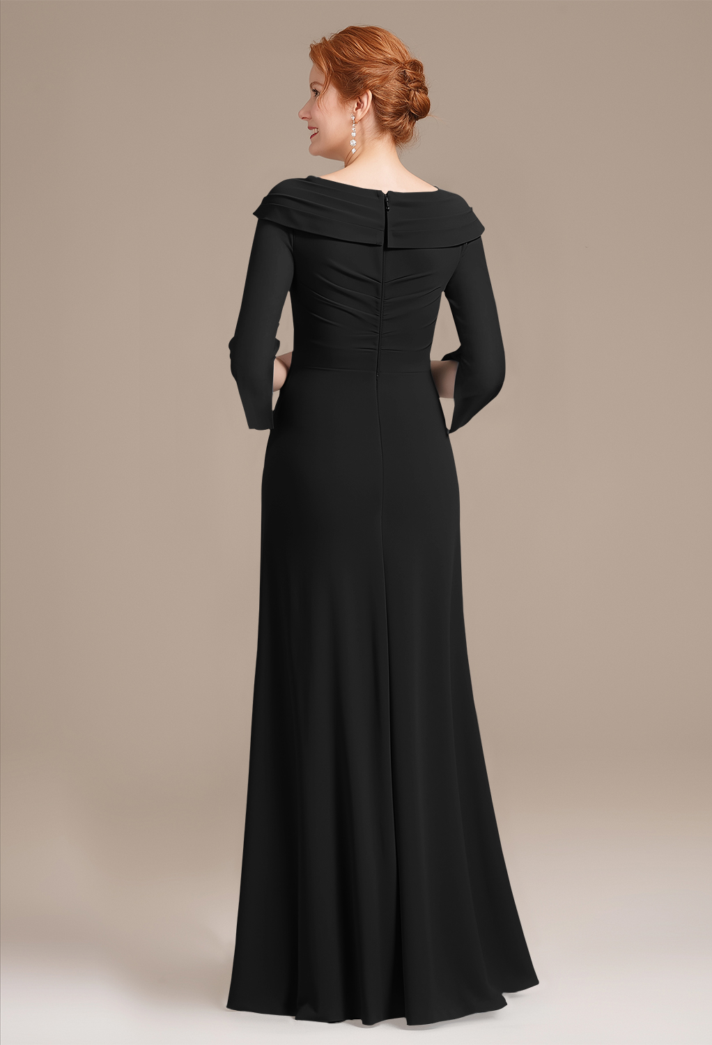 AW Eloise Dress, Biscotti Chiffon Floor Length Bateau Neckline Mother ...